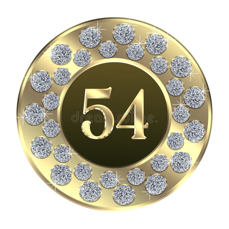 A Gold Circular Emblem Features the Number "54" in the Center Stock ...