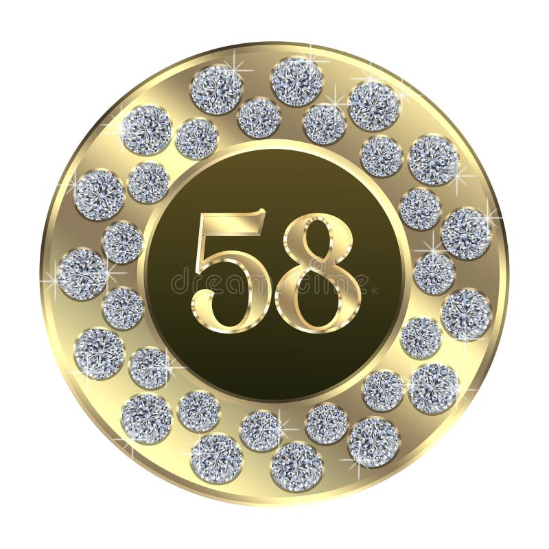 A Gold Circular Emblem Features the Number "58" in the Center Stock ...