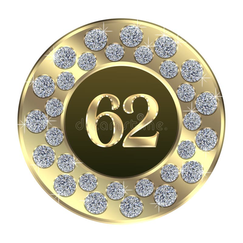 A Gold Circular Emblem Features the Number "62" in the Center Stock ...