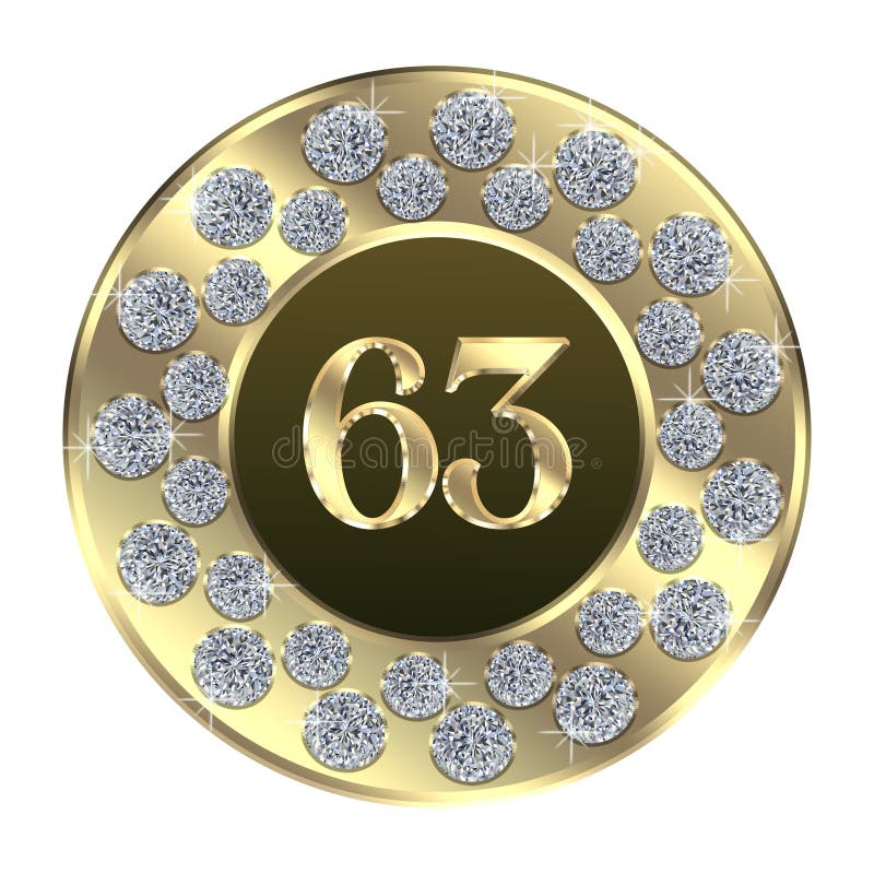 A Gold Circular Emblem Features the Number "63" in the Center Stock ...