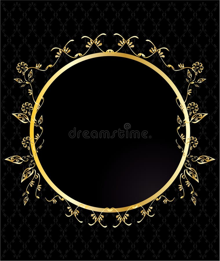 Gold circular floral frame stock vector. Illustration of black - 12681963