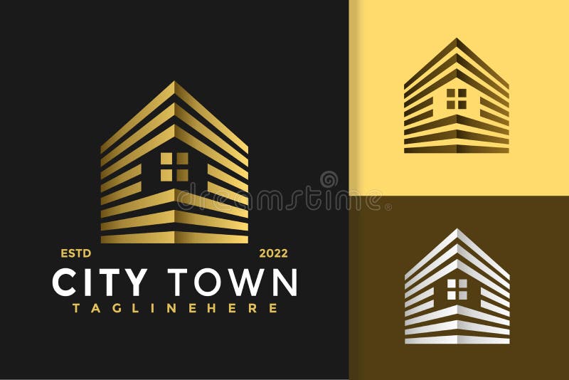 Gold City Town Logo Design Vector Template Stock Vector - Illustration ...