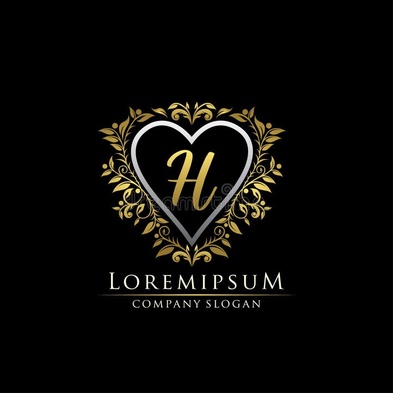 Gold Classy Love Heart H Letter Logo Stock Illustration - Illustration ...