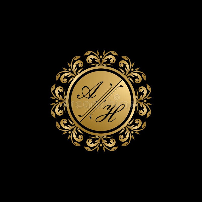 Gold Classy Wedding Sign AH Letter Logo Stock Illustration ...