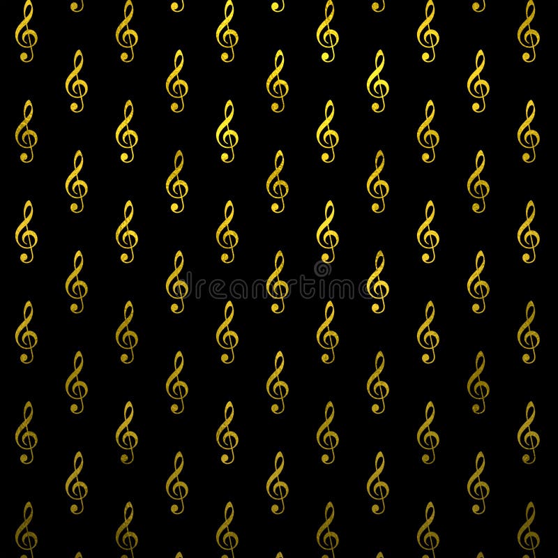 Gold Clef Note Faux Foil Metallic Black Musical Symbol Music Stock ...