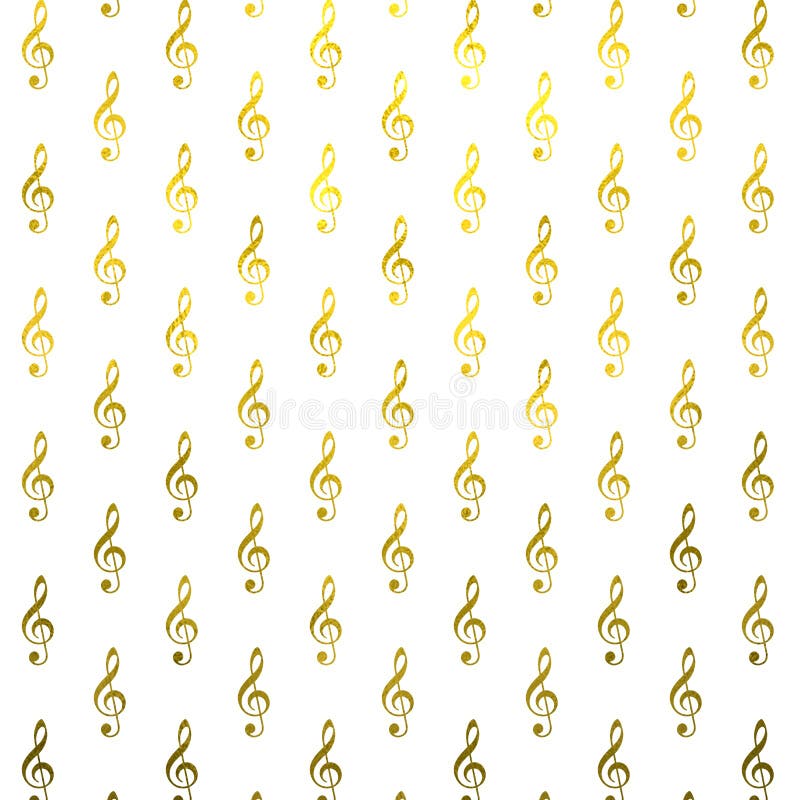 Gold Clef Note Faux Foil Metallic White Musical Symbol Music Stock ...