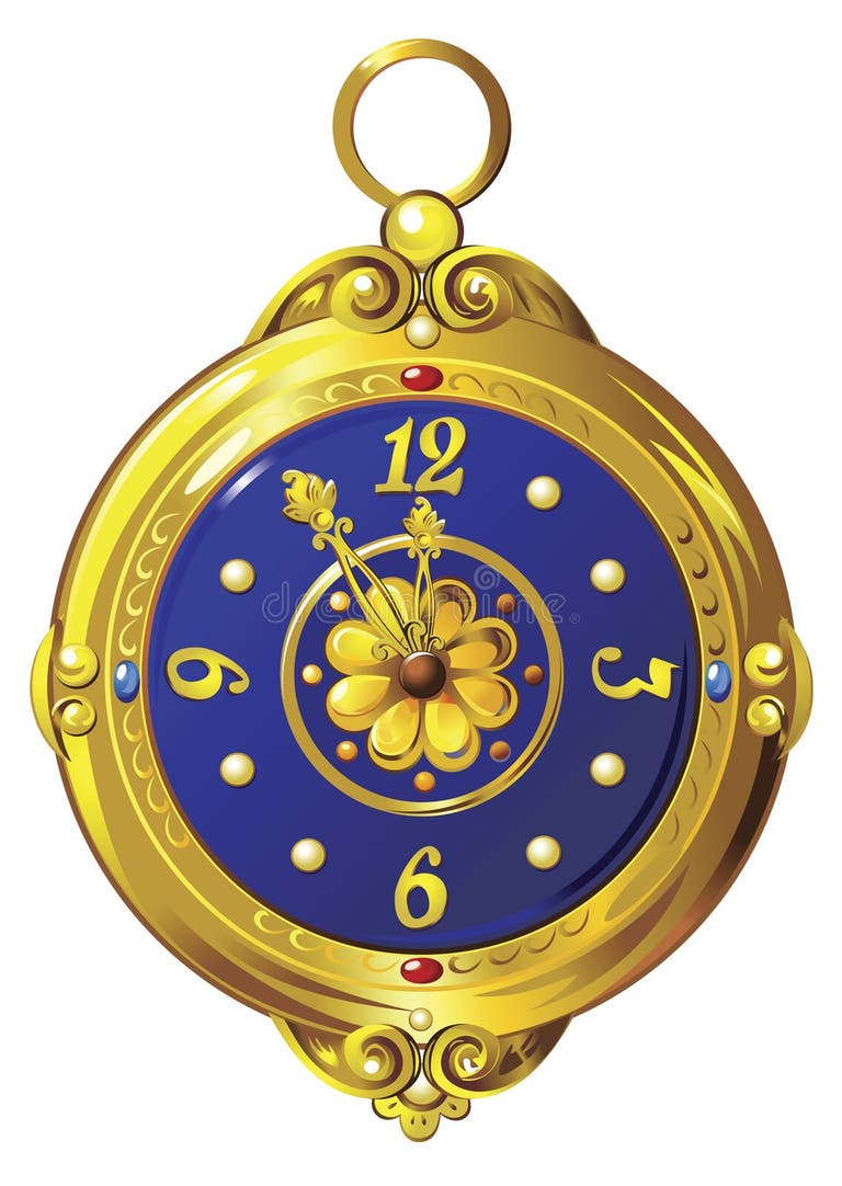 Gold Clock Face Midnight Stock Illustrations – 824 Gold Clock Face ...