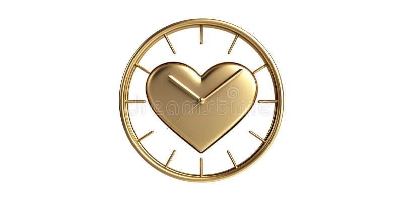 Gold Clock with Heart Design Isolated on Transparent Background Stock ...