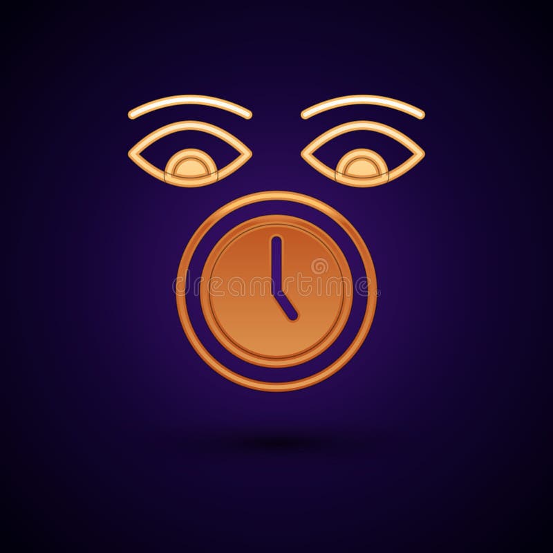 Gold Clock Icon Isolated on Black Background. Time Symbol Stock Vector ...