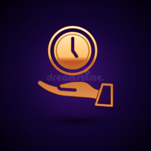 Gold Clock Icon Isolated on Black Background. Time Symbol Stock Vector ...