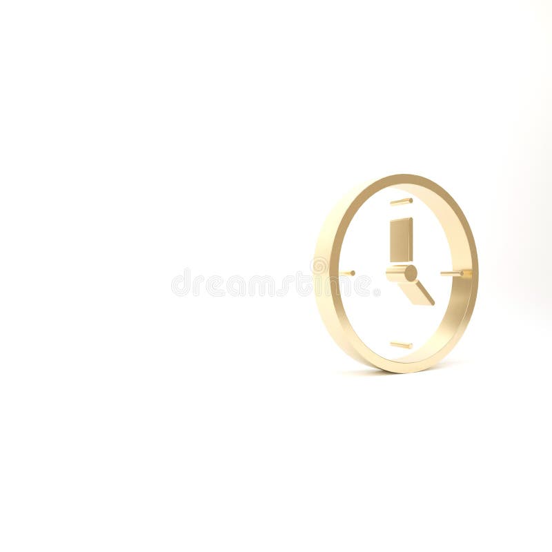 Gold Clock Icon Isolated on White Background. Time Symbol Stock ...