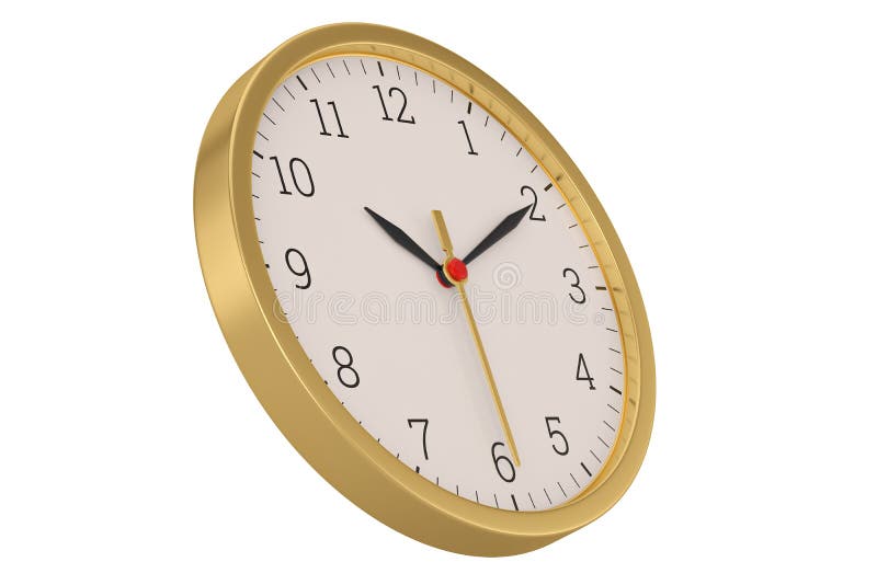 Gold Clock Isolated on White Background. 3D Illustration Stock ...