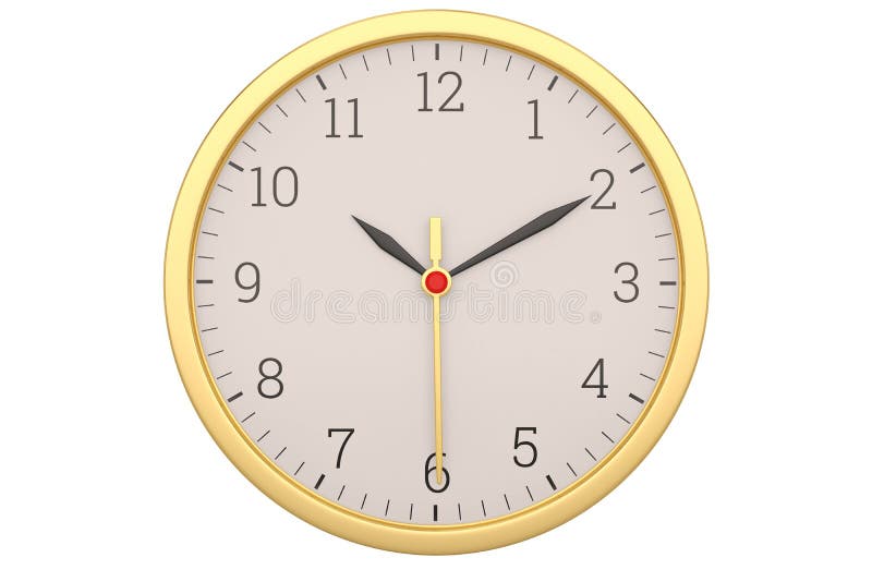 Gold Clock Isolated on White Background. 3D Illustration Stock ...