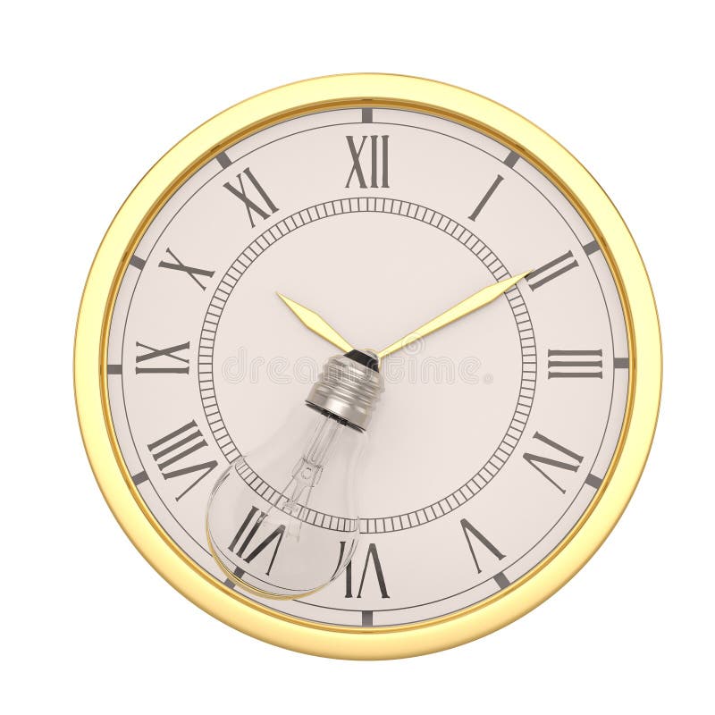 Gold Clock Isolated on White Background. 3D Illustration Stock ...