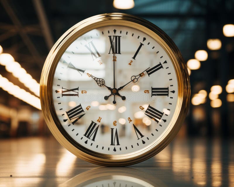 A Gold Clock with Roman Numerals on it Stock Illustration ...