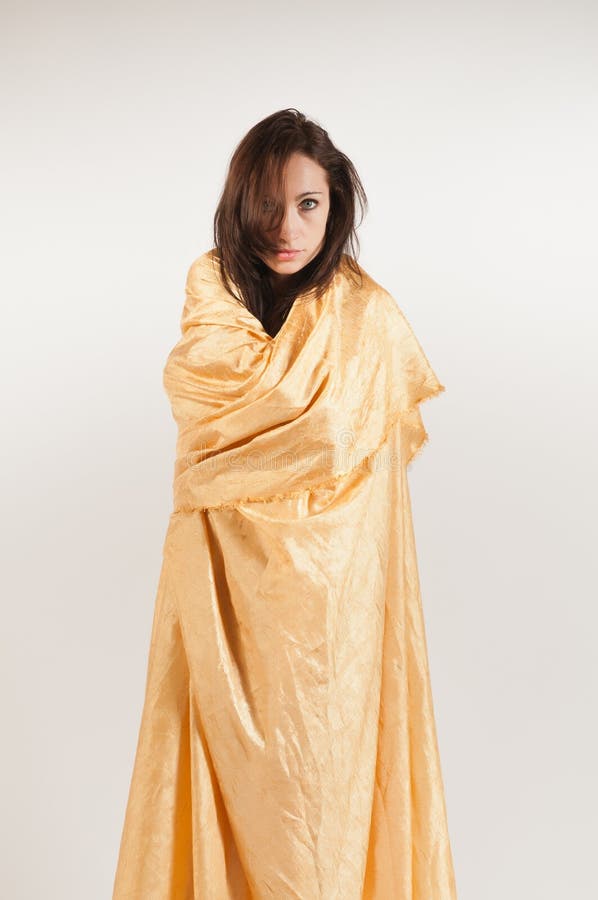 Gold cloth stock photo. Image of long, drape, thin, female - 19454066