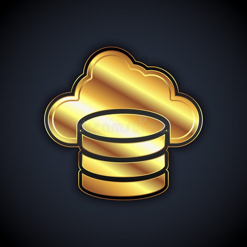 Gold Cloud Computing Lock Icon Isolated on White Background. Security ...