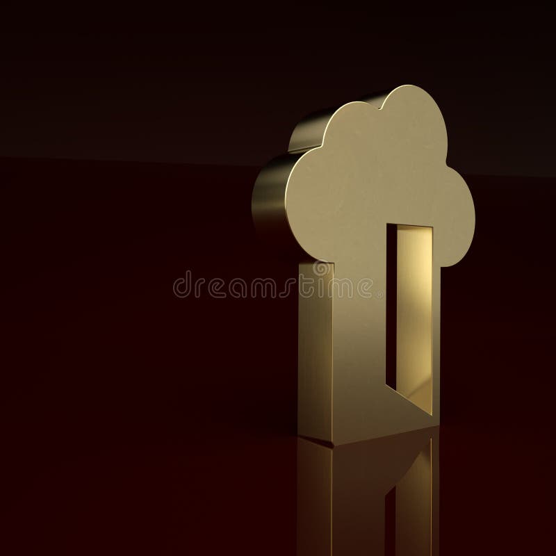 Gold Cloud Database Icon Isolated on Brown Background. Cloud Computing ...