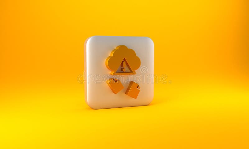 Gold Cloud Hacking Icon Isolated on Yellow Background. Cloud Leak ...