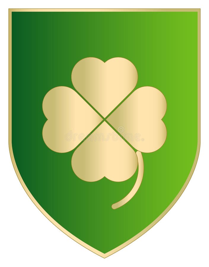 Gold Clover Logo with Four Leaves Stock Illustration - Illustration of ...