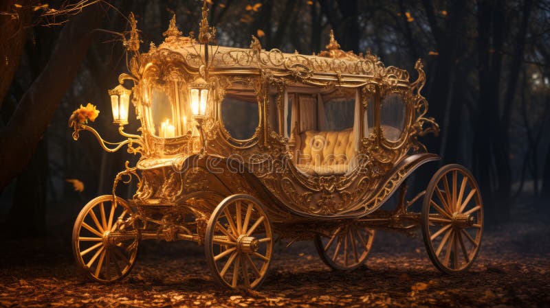 Gold coach in the park stock illustration. Illustration of design ...