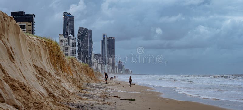 Gold Coast, QLD, Australia - Mar 10, 2025: Eroded Beaches after the ...