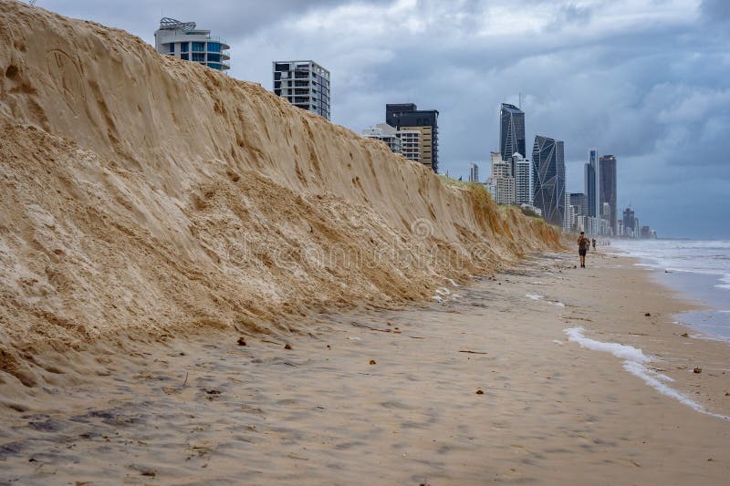 Gold Coast, QLD, Australia - Mar 10, 2025: Eroded Beaches after the ...
