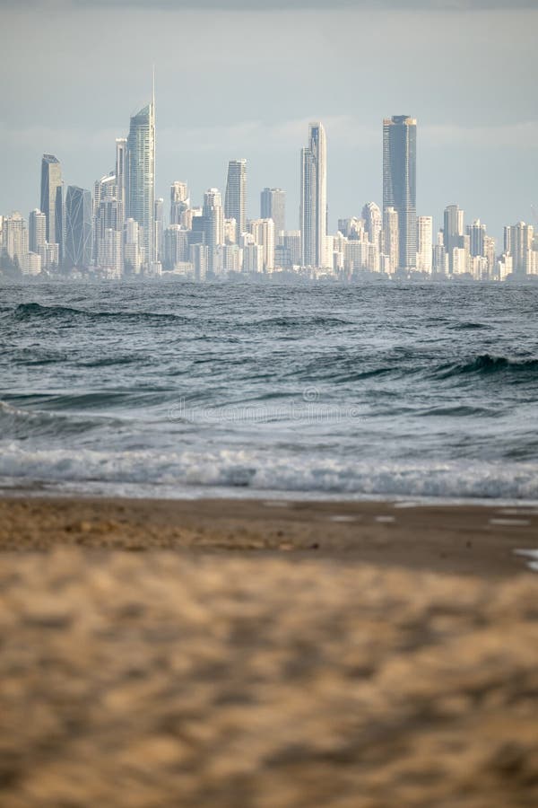 The Gold Coast Skyline in Australia from Palm Beach Stock Photo - Image ...