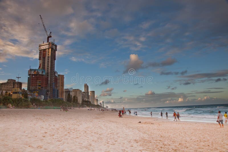 Gold Coast Sunset stock image. Image of scraper, gold - 15902579