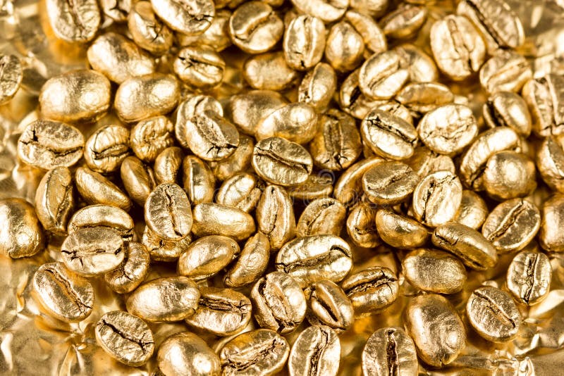 Gold Coffee Beans Falling Down Stock Image - Image of gold, dark: 37562943