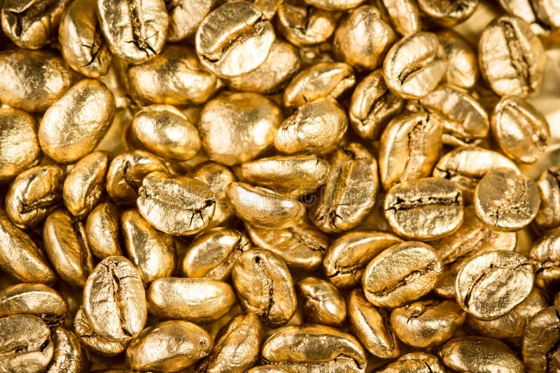 Gold coffee beans stock photo. Image of falling, coffee - 36097312