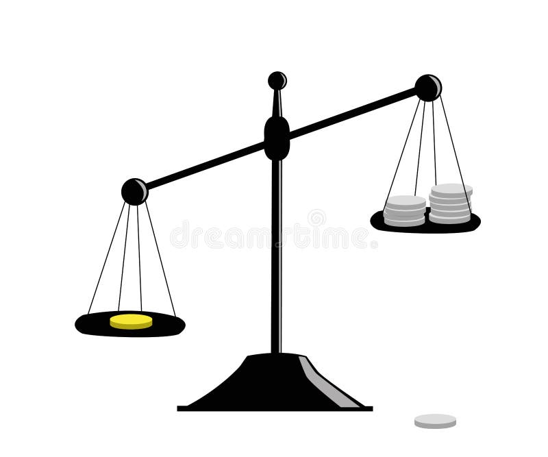 Scales with Coins Icon, Isometric 3d Style Stock Illustration ...