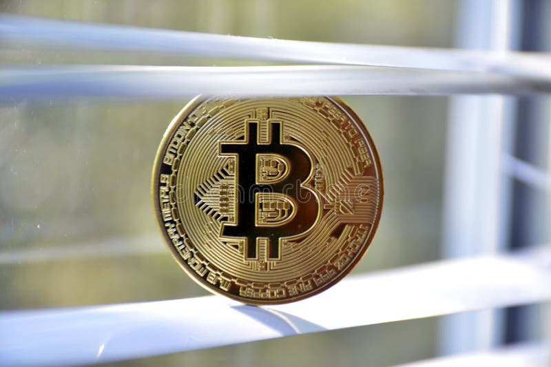 Gold Coin Bitcoin in Rays of Light Stock Photo - Image of money, rays ...