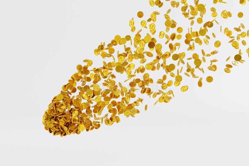 Gold Coin Comet Falling Down, Used for Decrease Bearish Market or ...