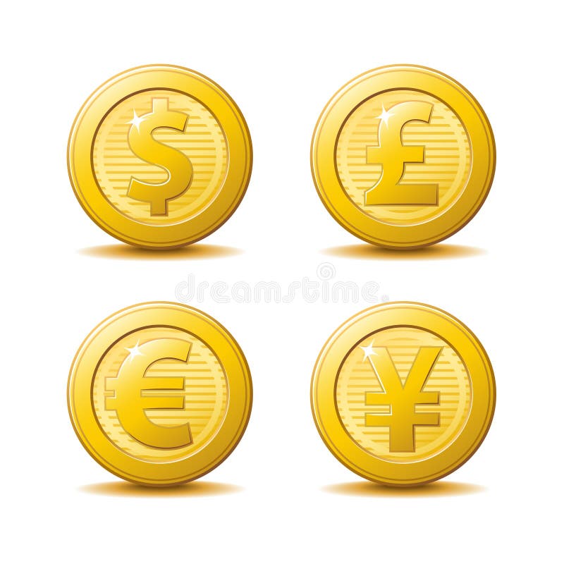 Gold Coin, Four Monetary Unit Vector Stock Vector - Illustration of ...