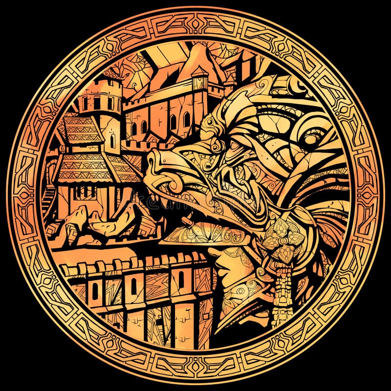 Gold Coin with the Image of Knight in a Bear Helmet Stock Illustration ...