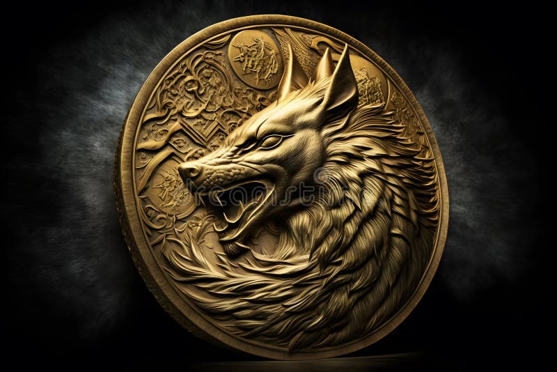 Gold Coin with the Image of a Wolf. Neural Network AI Generated Art ...