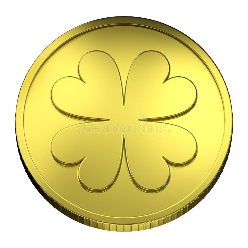 Gold Coin Money, with Four-leaf Clover Symbol Stock Illustration ...
