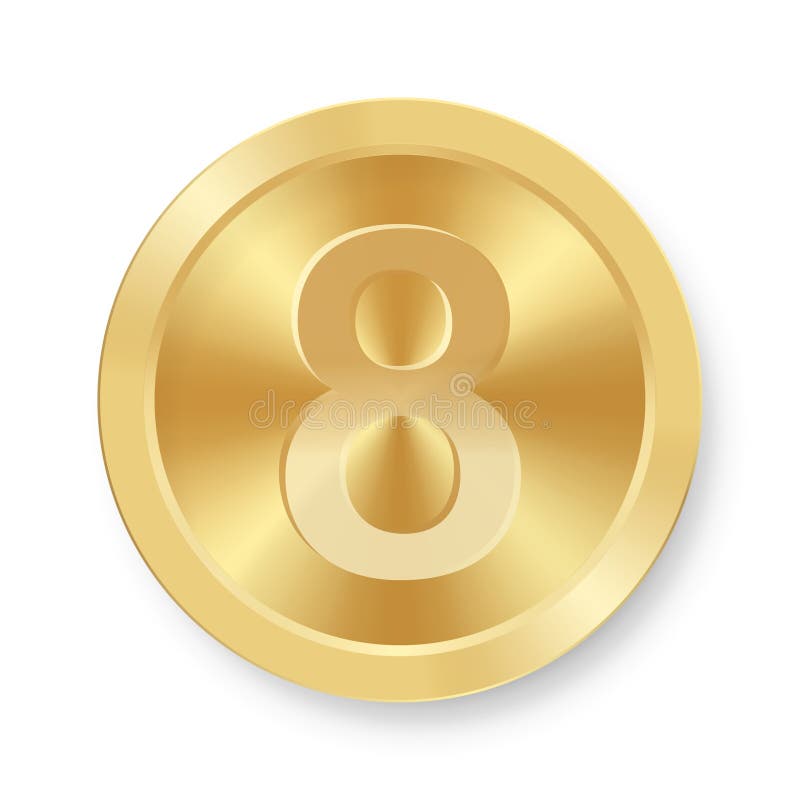 Gold Coin with Number Eight Concept of Internet Icon Stock Vector ...