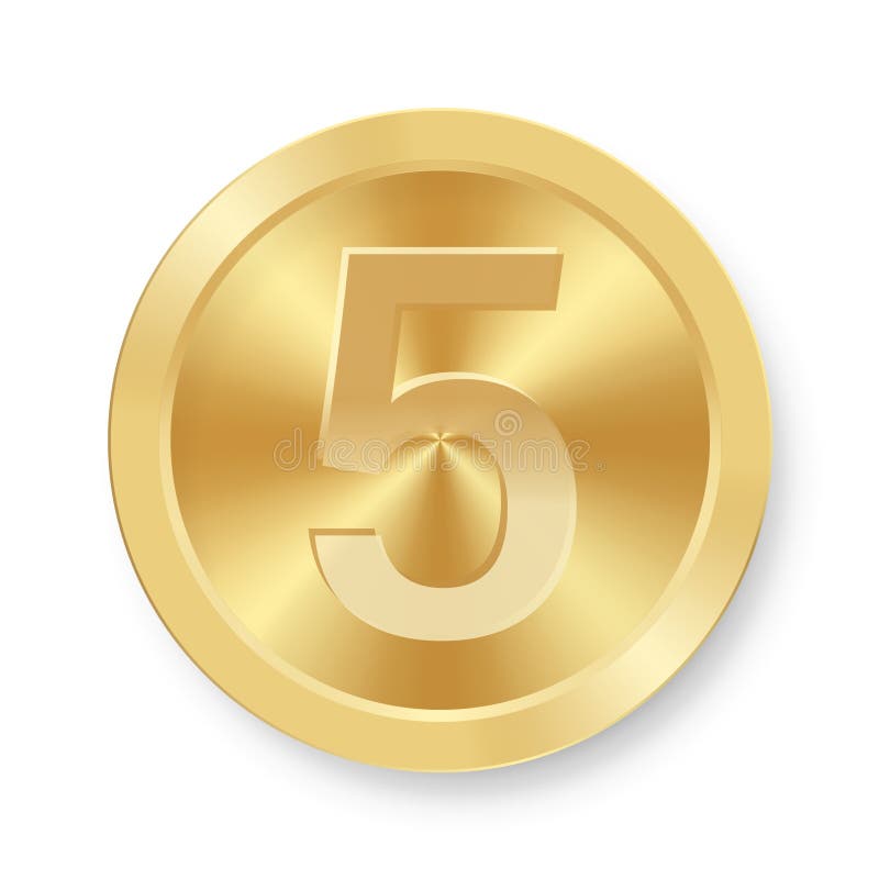 Gold Coin with Number Five Concept of Internet Icon Stock Vector ...