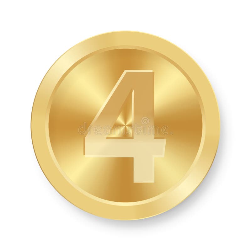 Gold Coin with Number Four Concept of Internet Icon Stock Vector ...