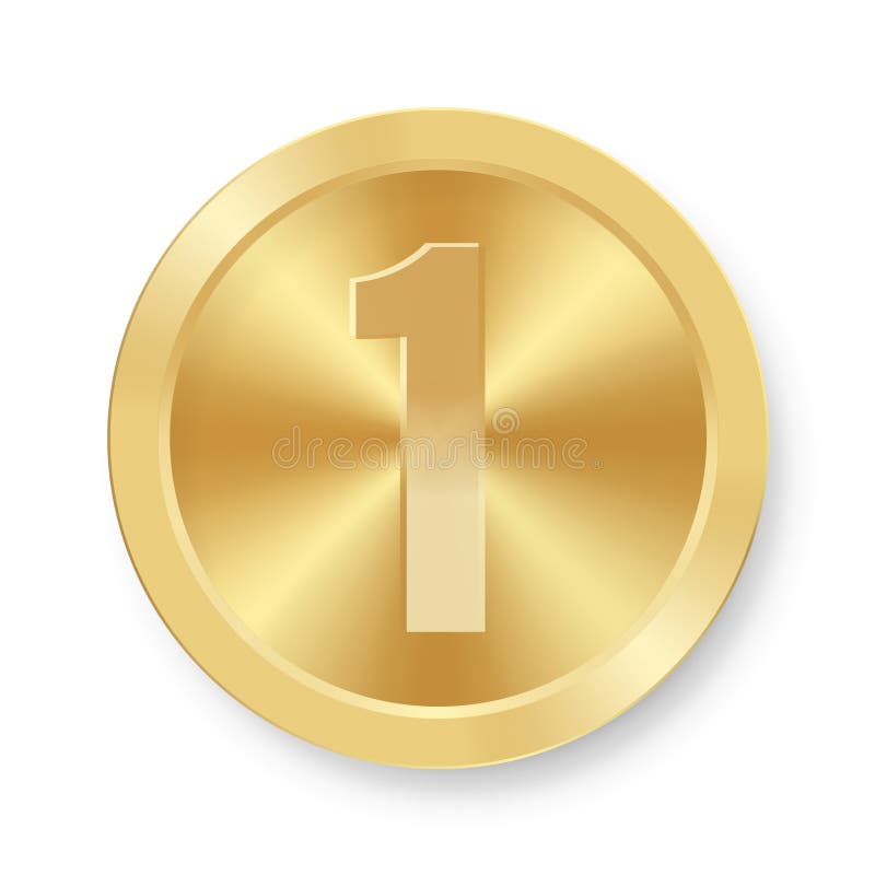 Gold Coin with Number One. Concept of Internet Icon Stock Vector ...