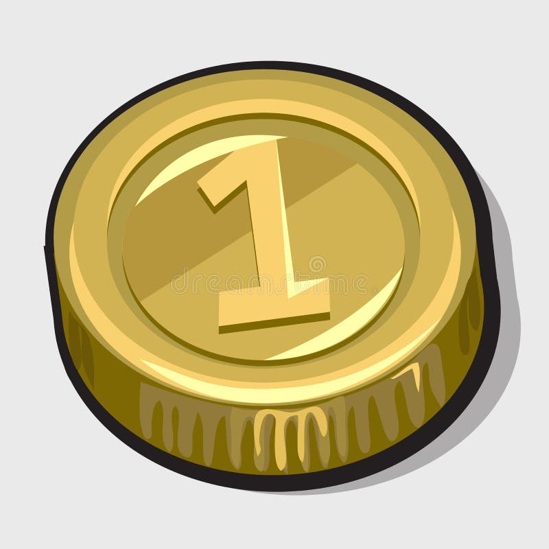 Gold Coin with the Number One Stock Vector - Illustration of award ...