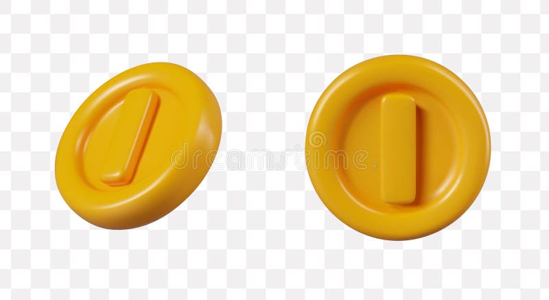 Gold Coin with Number 1. Set of Vector Realistic Objects in Different ...