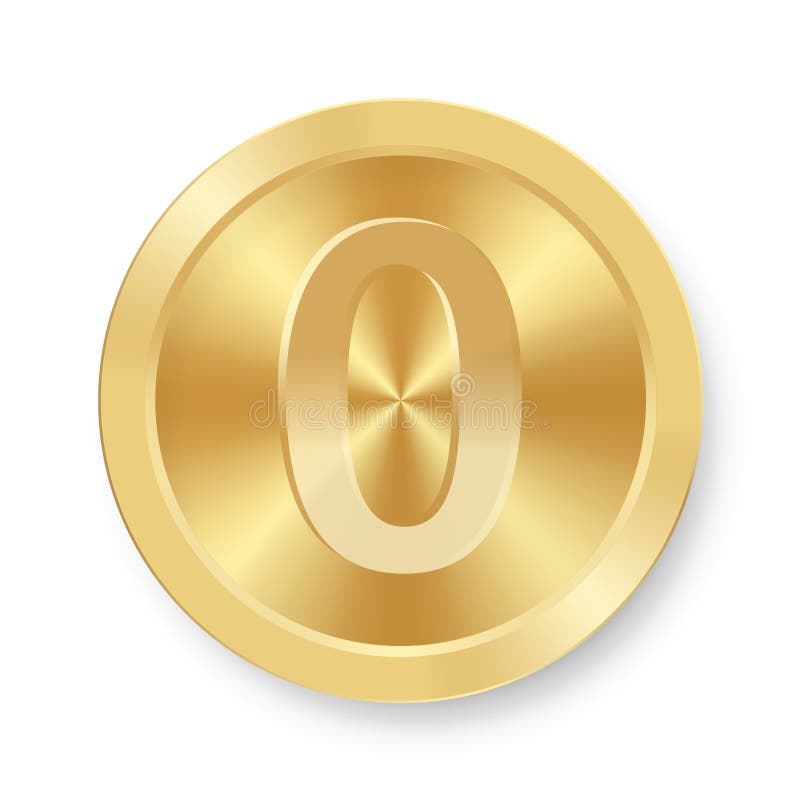 Gold Coin with Number Zero Concept of Internet Icon Stock Vector ...