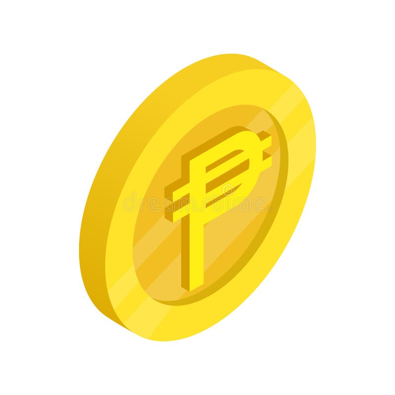 Gold Coin with Peso Sign Icon, Isometric 3d Style Stock Vector ...