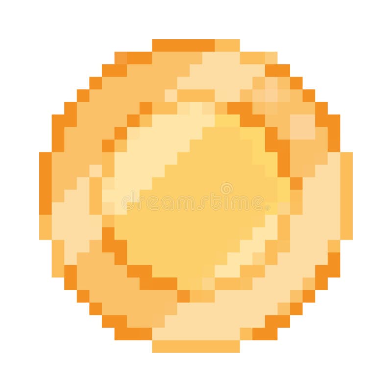 Gold coin pixel art stock illustration. Illustration of cartoon - 255460467