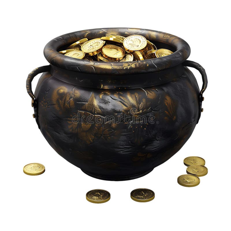 Gold Coin Pot on Transparent Background - Ai Generated Stock ...