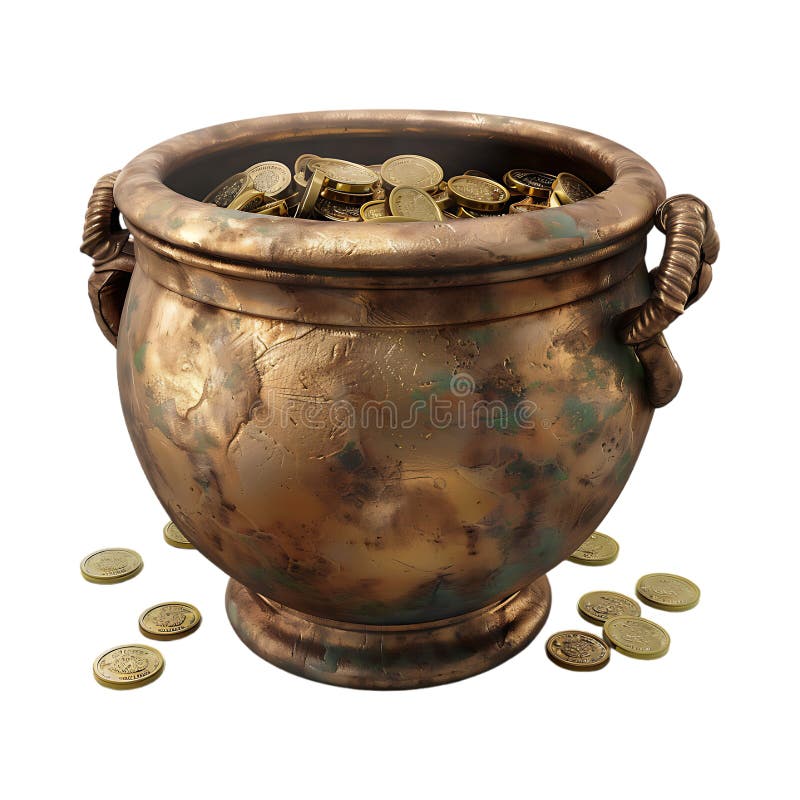 Gold Coin Pot on Transparent Background - Ai Generated Stock ...