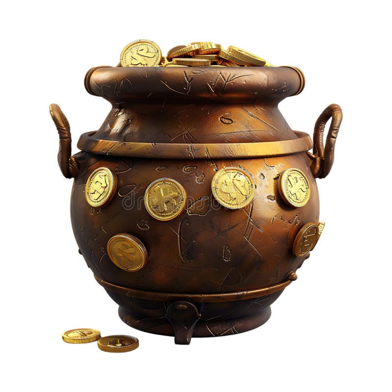 Gold Coin Pot on Transparent Background - Ai Generated Stock ...